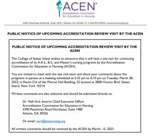 Public Notice of Upcoming Accreditation Review Visit by ACEN | CSI Today